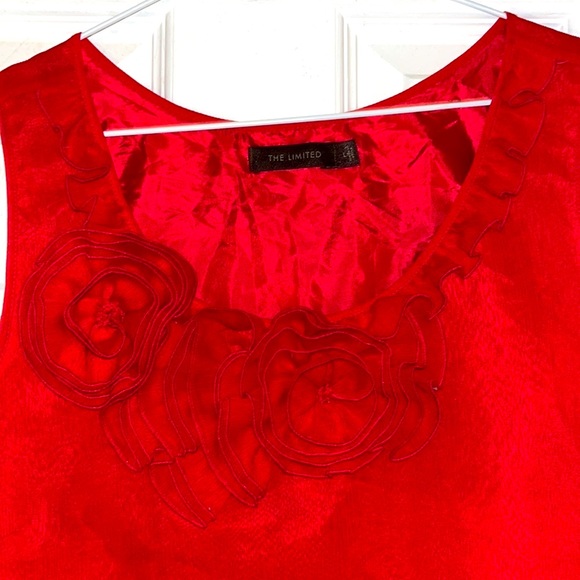 The Limited | Tops | The Limited Red Rose Blouse W 3d Flowers Adorning ...